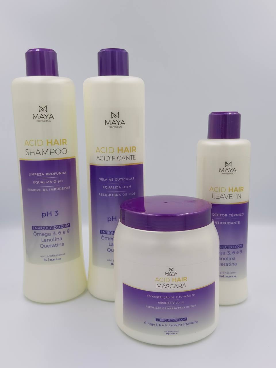 Kit Acid Hair – Shampoo, acidificante, máscara e leave-in - Maya ...